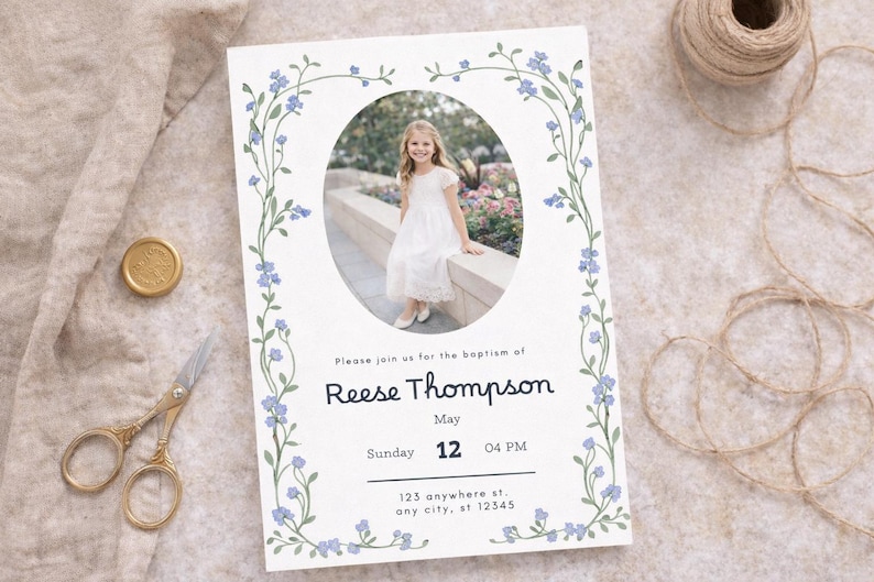 LDS Baptism Invitation Template | Editable Canva Baptism Invite ...