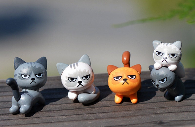 6pcs Cartoon Cat Figures Terrarium Resin Craft Fairy Garden | Etsy