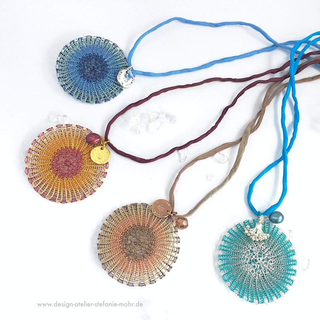 Double Wire Crochet Reversible Multicolor Pendant VICE-VERSA / Choose ...