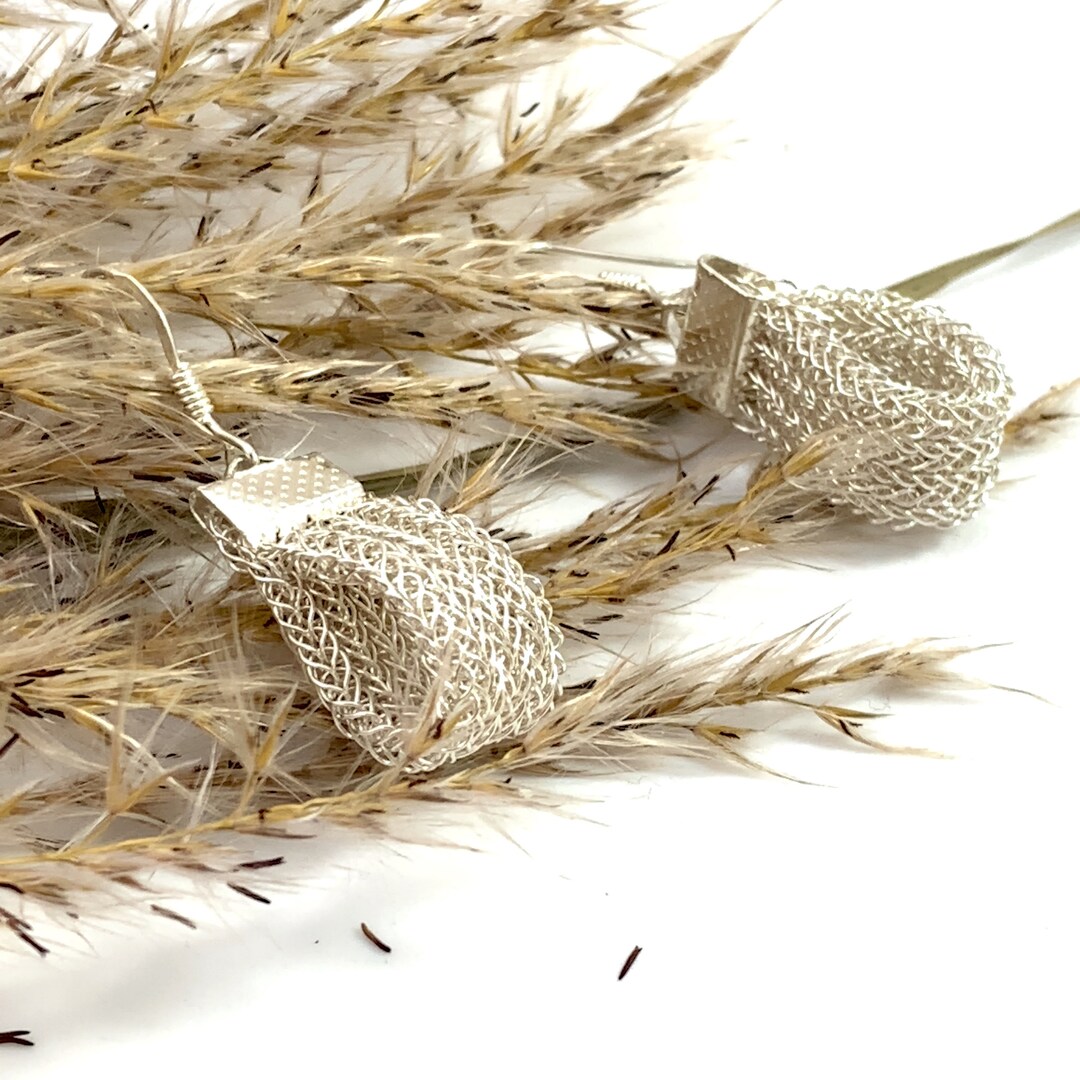 Double Wire Crochet Silver Colored Earrings - Etsy