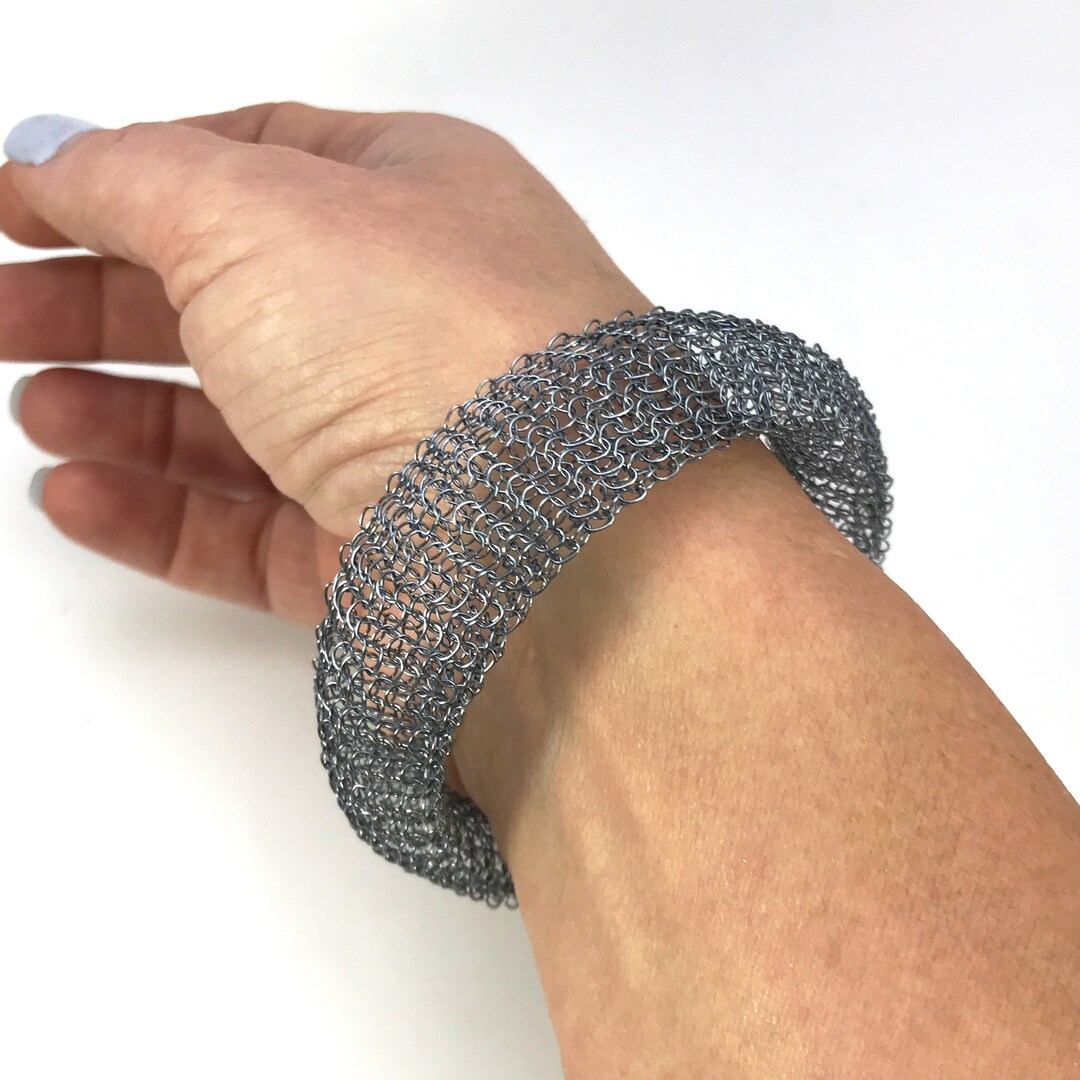 Graphite Colored Wire Crochet Bangle - Etsy