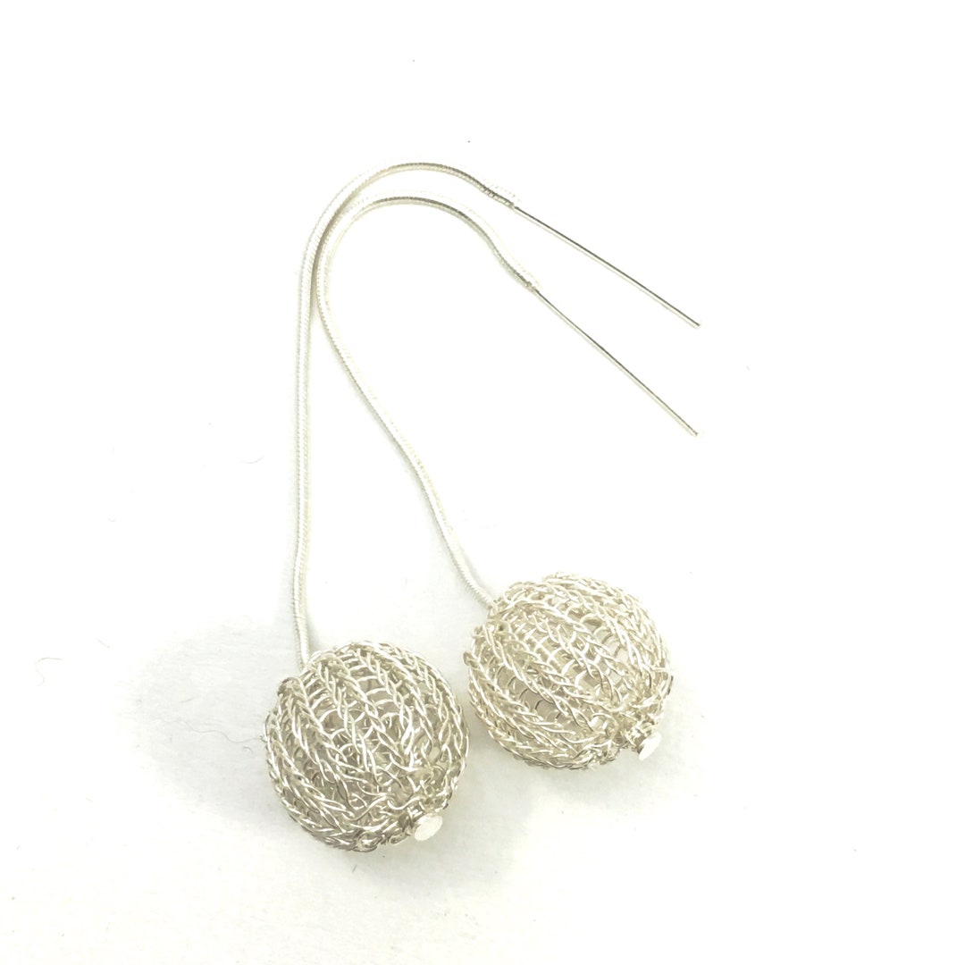 Sterling Silver Wire Crochet BUBBLE-EARRINGS - Etsy
