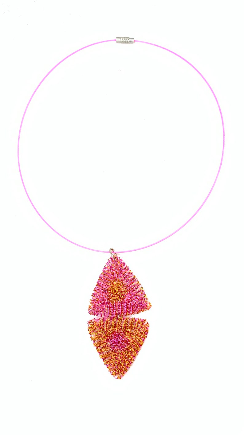 Choker With Double Wire Crochet Reversible Multicolor Double TRIANGLE ...