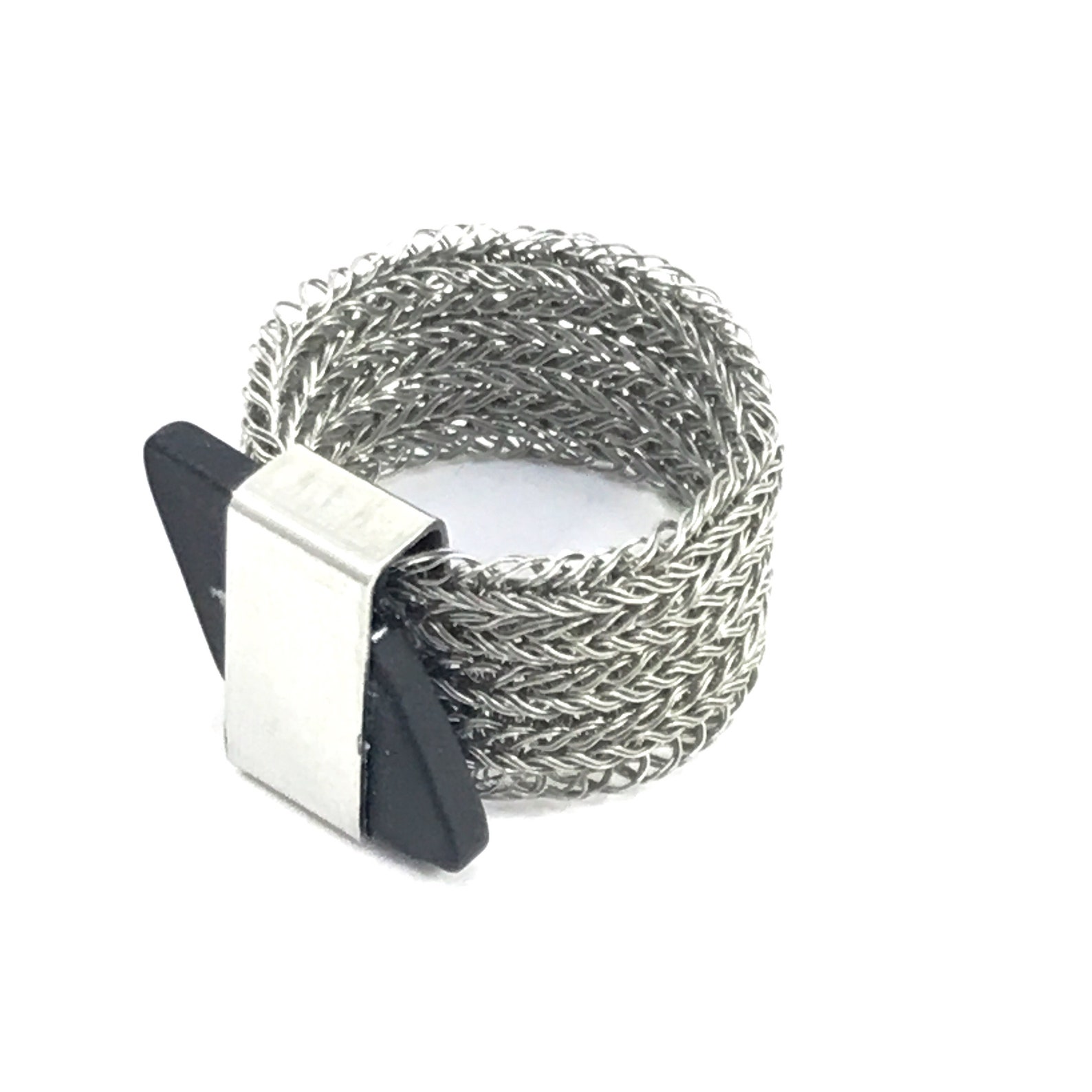 Double Wire Crochet Stainless Steel Ring With Onyx - Etsy