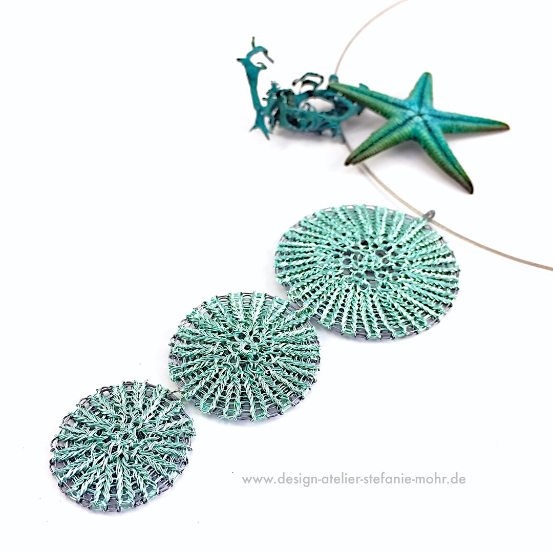 Double Wire Crochet Reversible Pink & Silver Pendant VICE-VERSA - Etsy