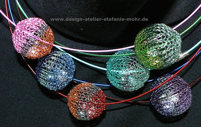 Wire Crochet Tricolor "bubble" Necklace With Freshwater Pearls in ...
