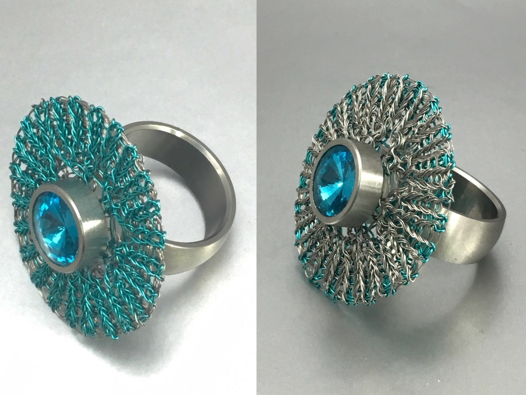 Stainless Steel Changeable Ring With 2-sided Wire Crochet Disc ...