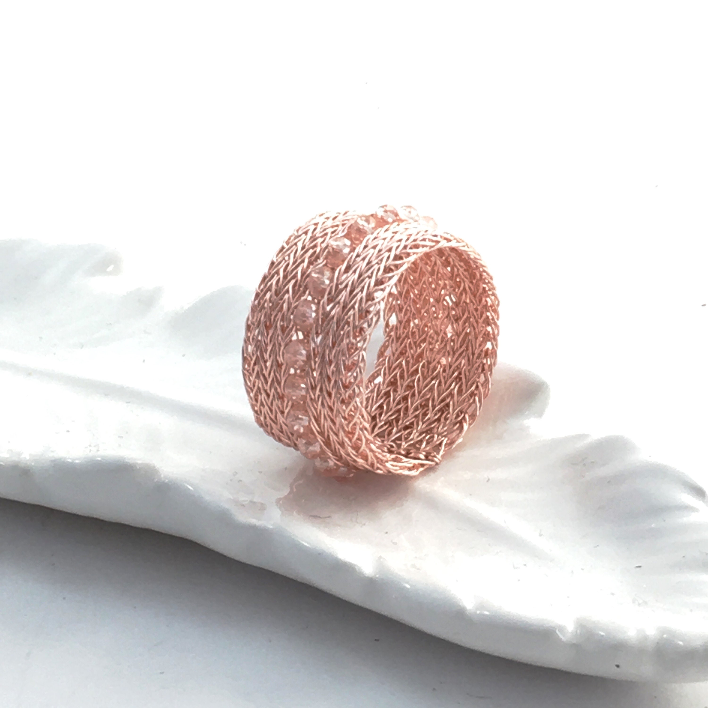 Double Wire Crochet Ring With Sparkling Crystal Beads Color - Etsy
