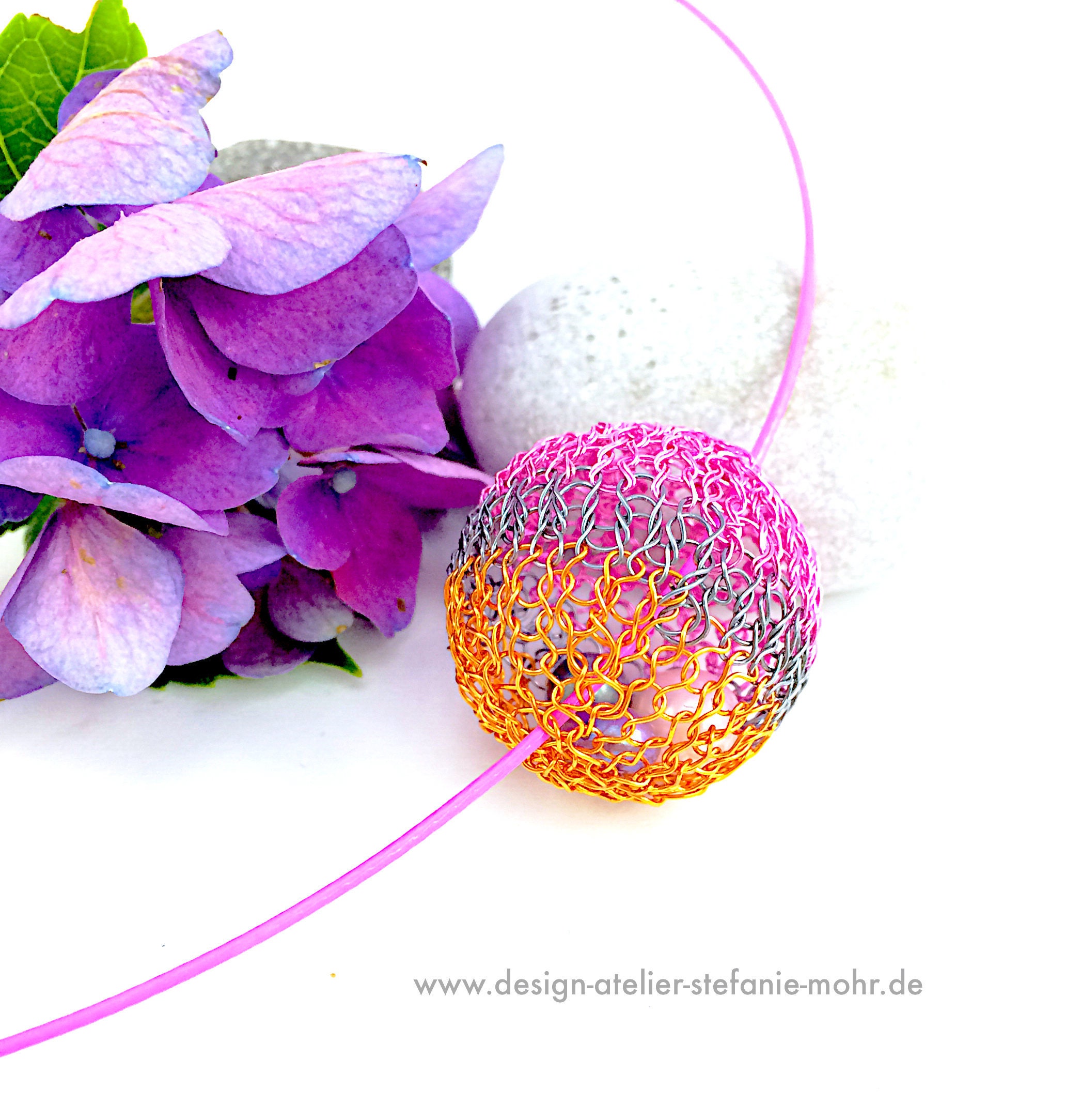 Wire Crochet Tricolor "bubble" Necklace With Freshwater Pearls in ...