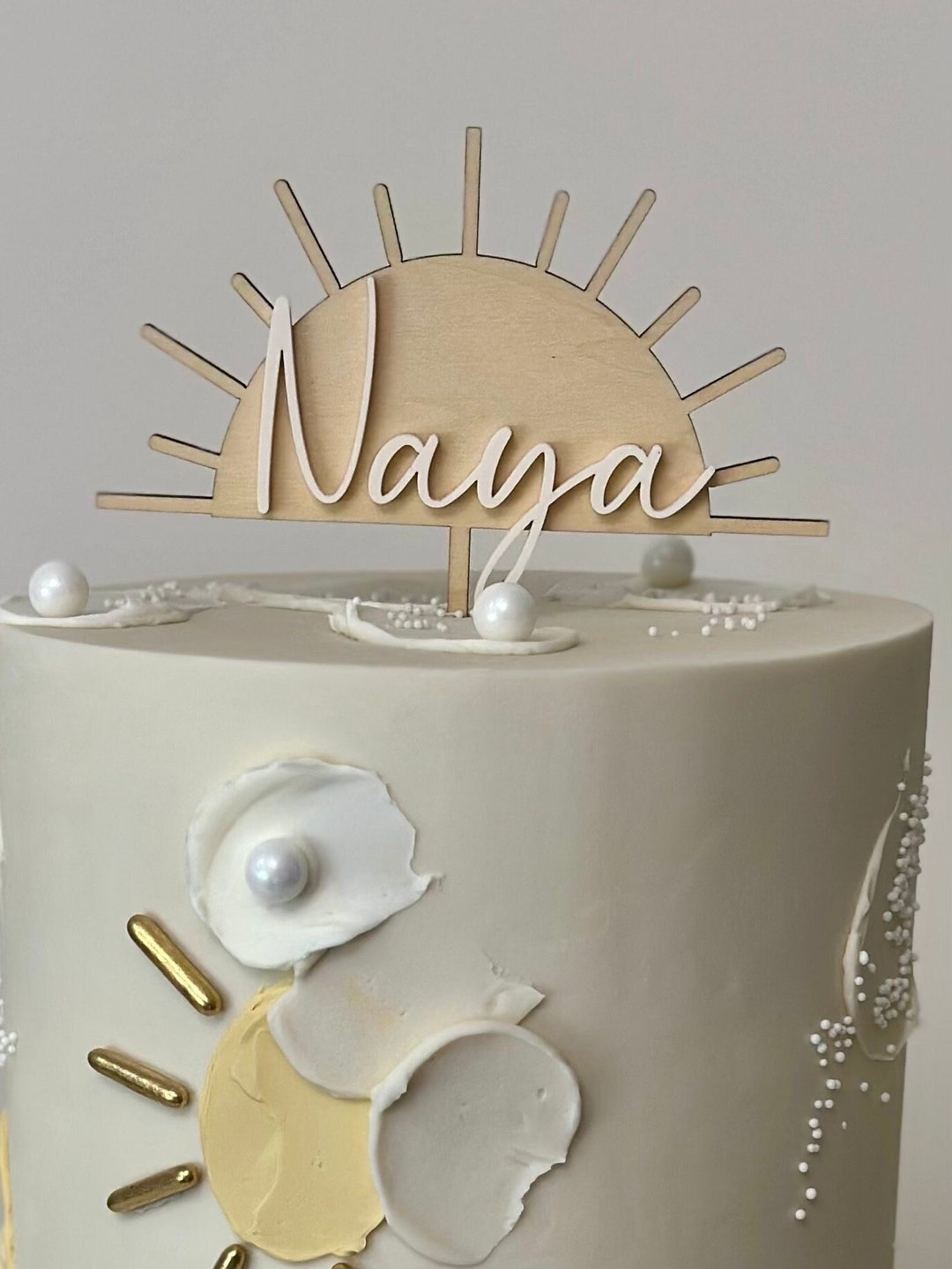 Boho Sunshine Cake Topper, Wooden Sun Cake Decoration - Etsy
