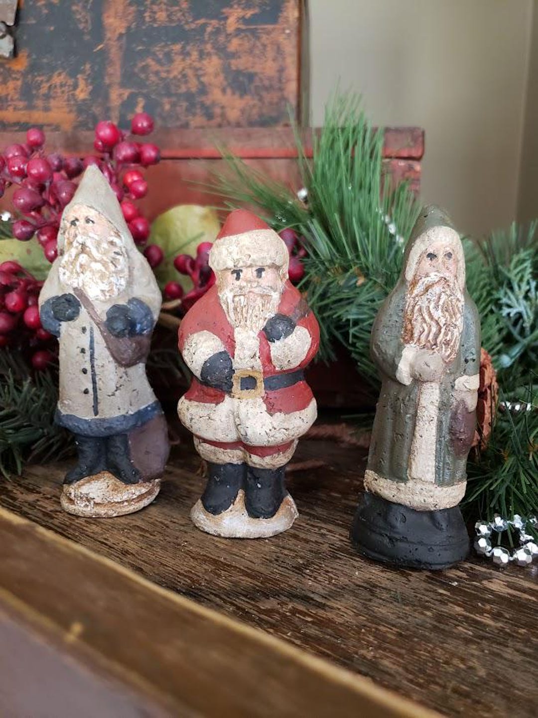 Primitive Paper Mache Santa - Etsy