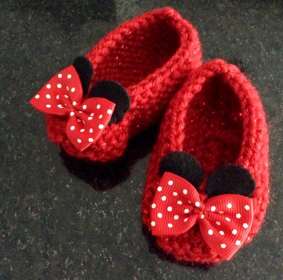 Baby Minnie Mouse Booties for Newborn | Etsy
