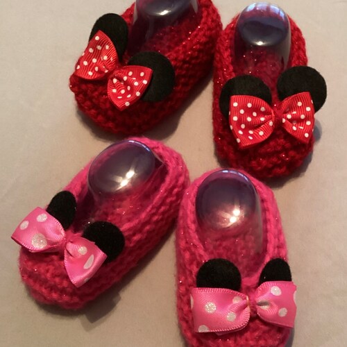 Baby Minnie Mouse Booties for Newborn - Etsy