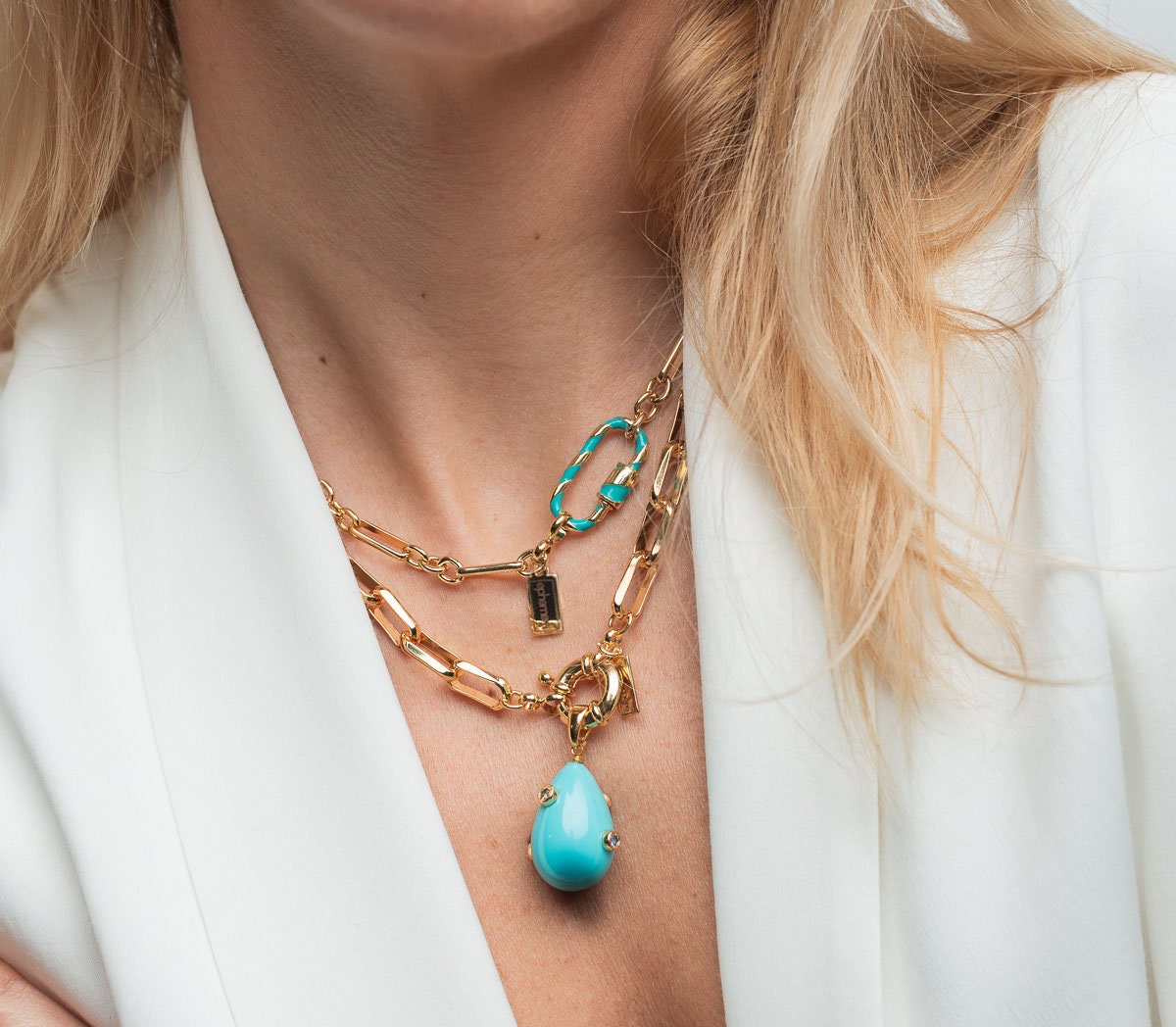 Chunky Gold Plated Carabiner Lock Chain Necklace 16k Gold - Etsy