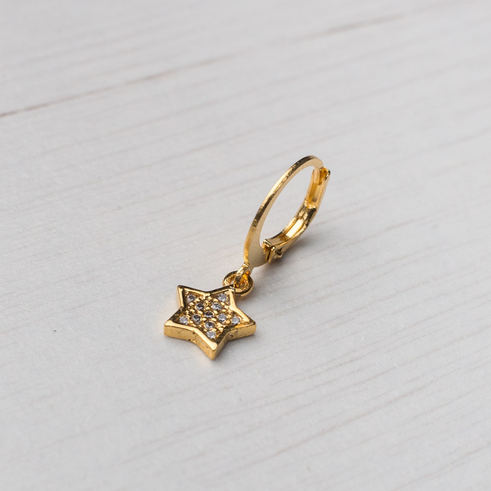 CHOOSE ONE Single Charm Hoop Earring 24k Gold Plated - Etsy