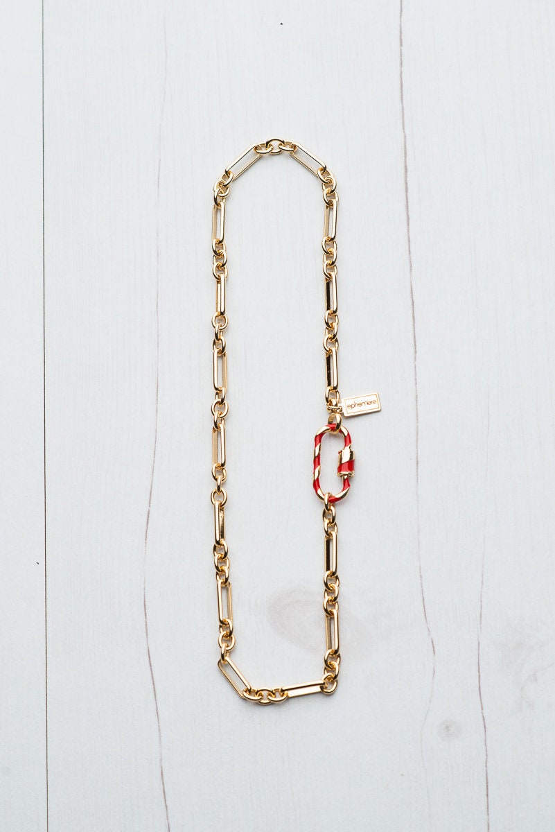 Chunky Gold Plated Carabiner Lock Chain Necklace 16k Gold - Etsy