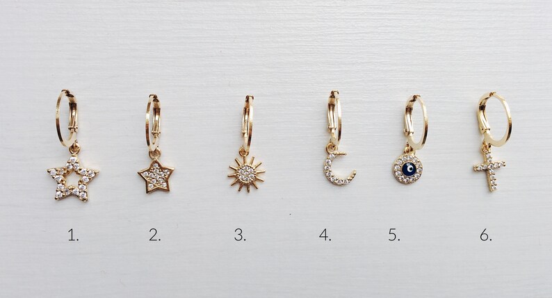CHOOSE ONE Single Charm Hoop Earring 24k Gold Plated - Etsy