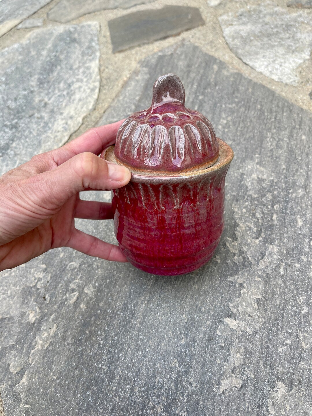 Small Handmade Red Ceramic Jar - Etsy