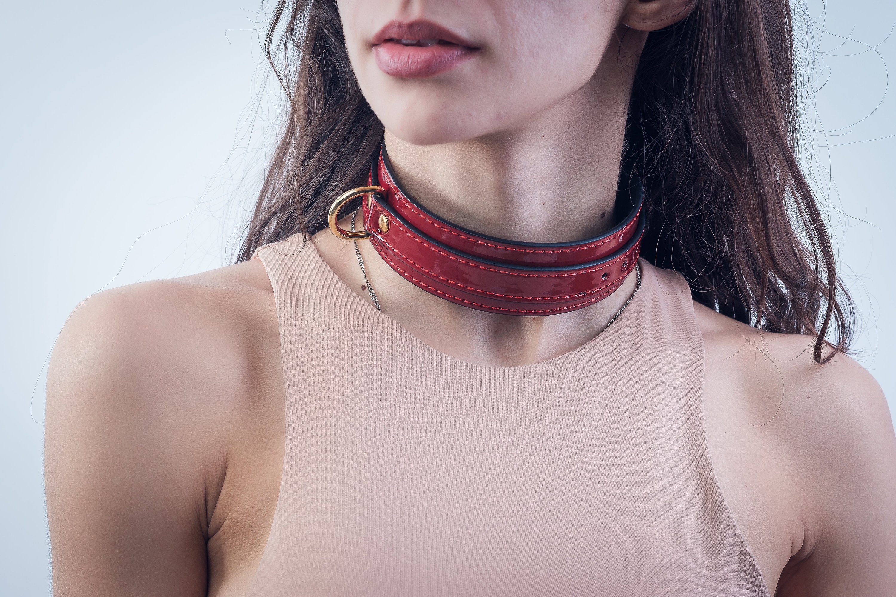 Premium Leather Red collar Kinky collar BDSM Collar Slave | Etsy