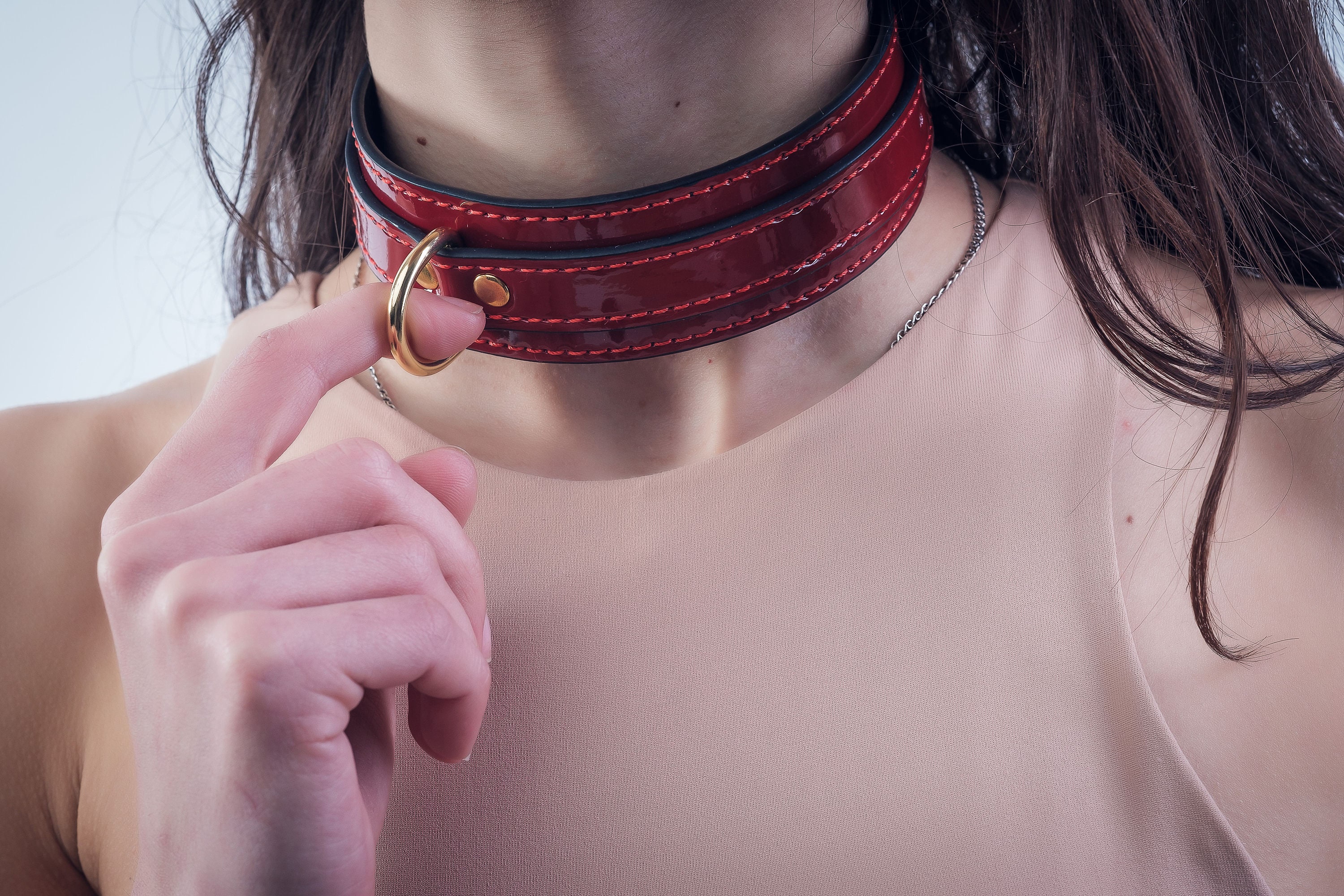 Premium Leather Red collar Kinky collar BDSM Collar Slave | Etsy