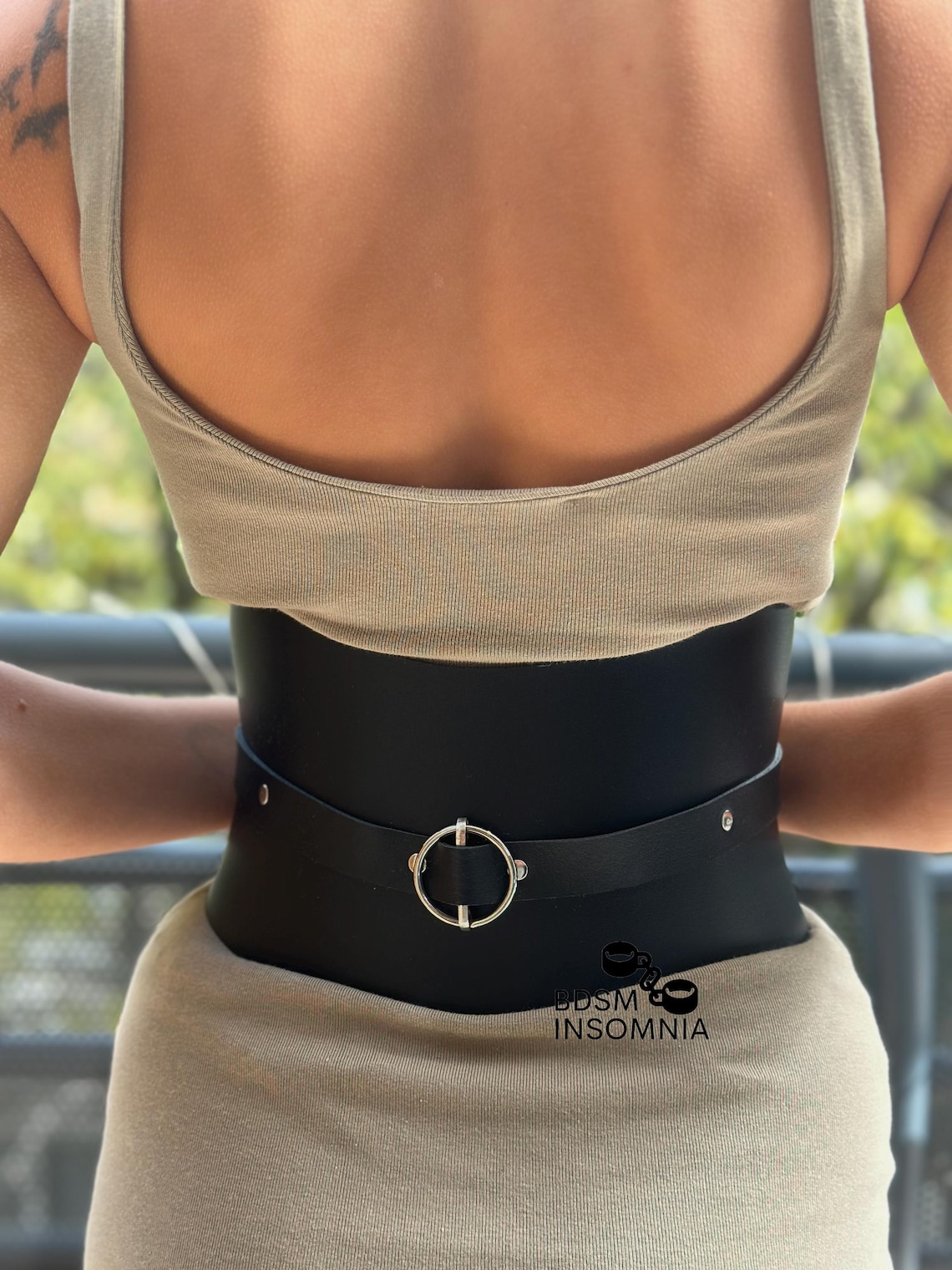 Stylish Wide Genuine Leather Corset Belt Black Accessory For Women