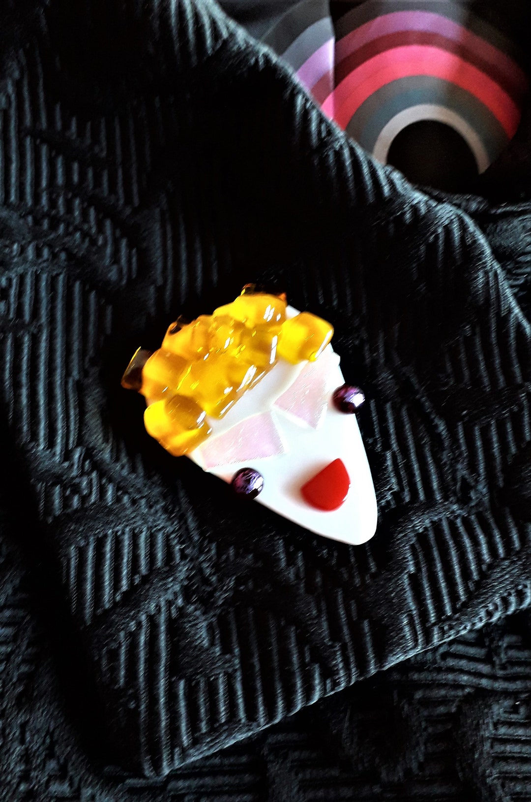 Fused Glass Blonde Lady Head Brooch, Handmade Diva Jewelry - Etsy