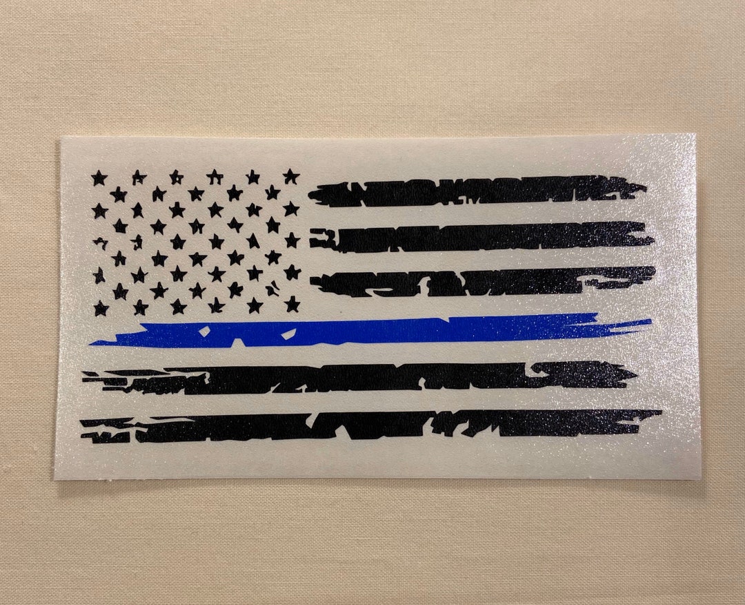 Police Policeman Distressed Tattered USA American Flag Thin Blue Line ...