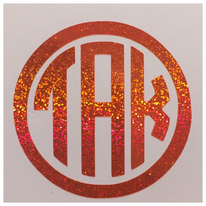 Glitter Circle Monogram Vinyl Decal Sticker - Etsy