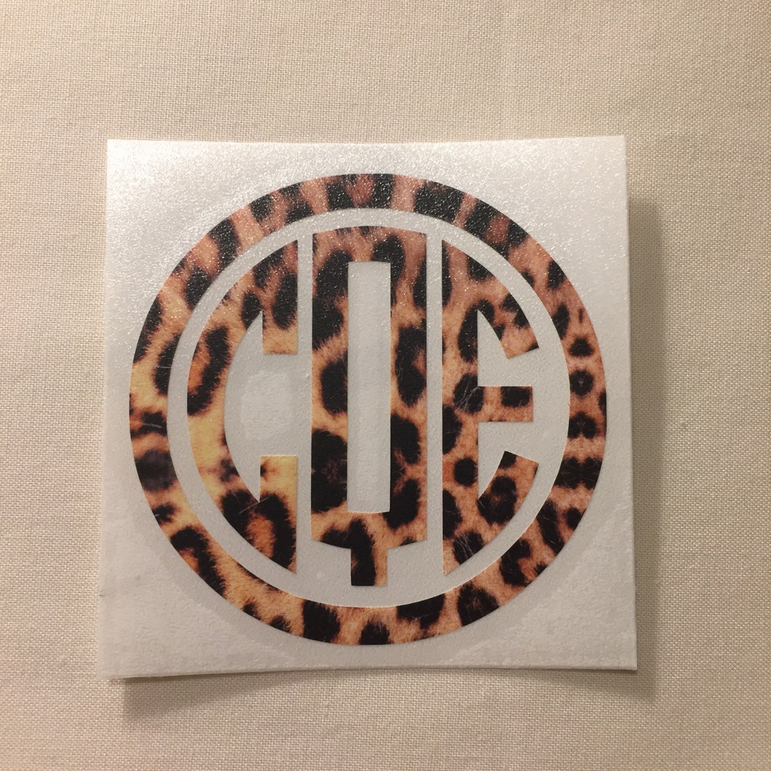 Real Leopard Print Circle Monogram Vinyl Decal Sticker - Etsy