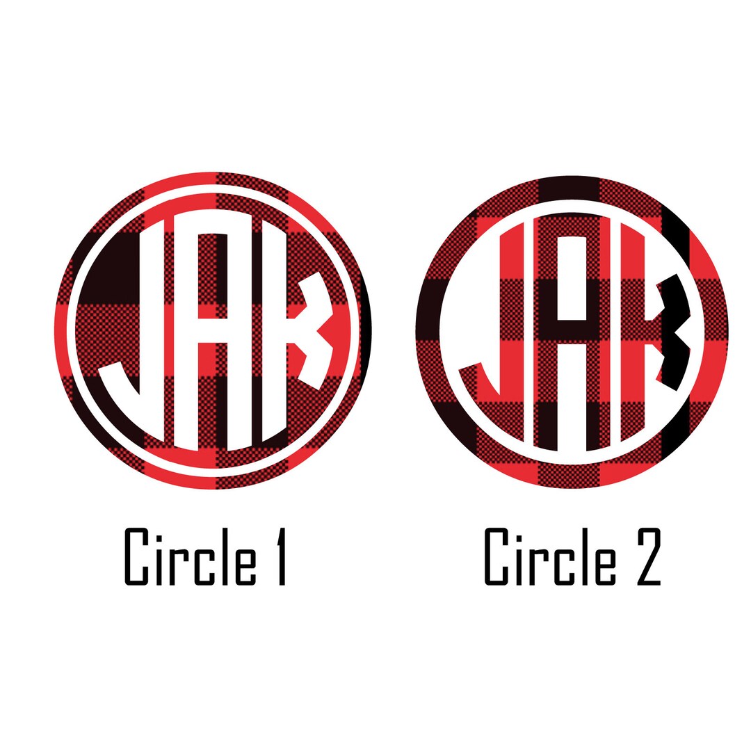 Buffalo Plaid Circle Monogram Vinyl Decal Sticker - Etsy