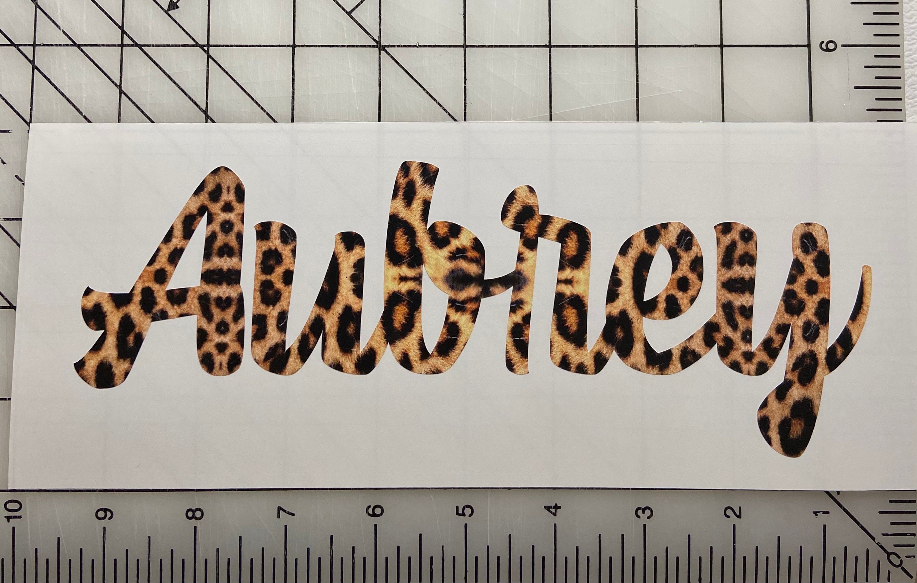 Real Leopard Print Custom Text Name Vinyl Decal Sticker for - Etsy