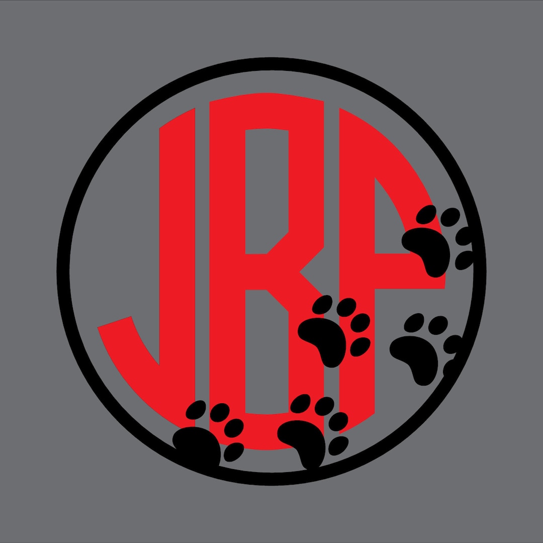 Dog Paw Print Circle Monogram Vinyl Decal Sticker - Etsy