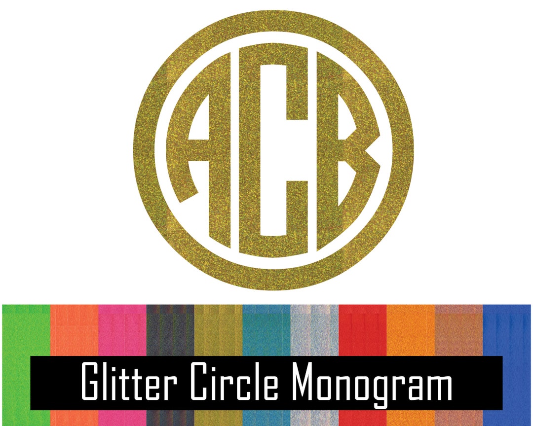 Glitter Circle Monogram Vinyl Decal Sticker - Etsy