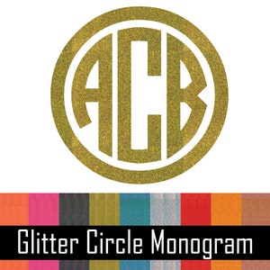 Glitter Circle Monogram Vinyl Decal Sticker - Etsy