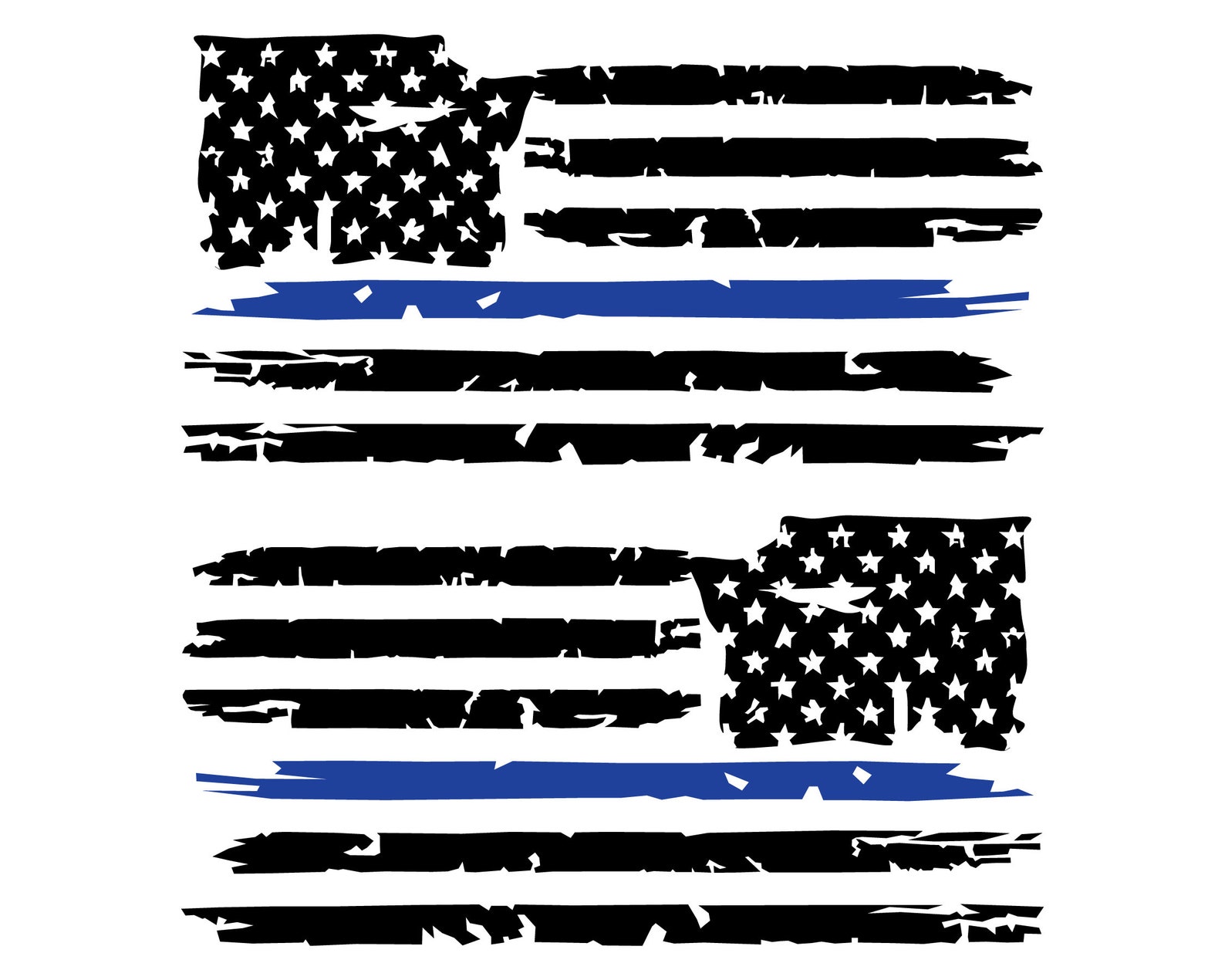 Set of 2 Distressed Thin Blue Line American Flag Decals | Etsy
