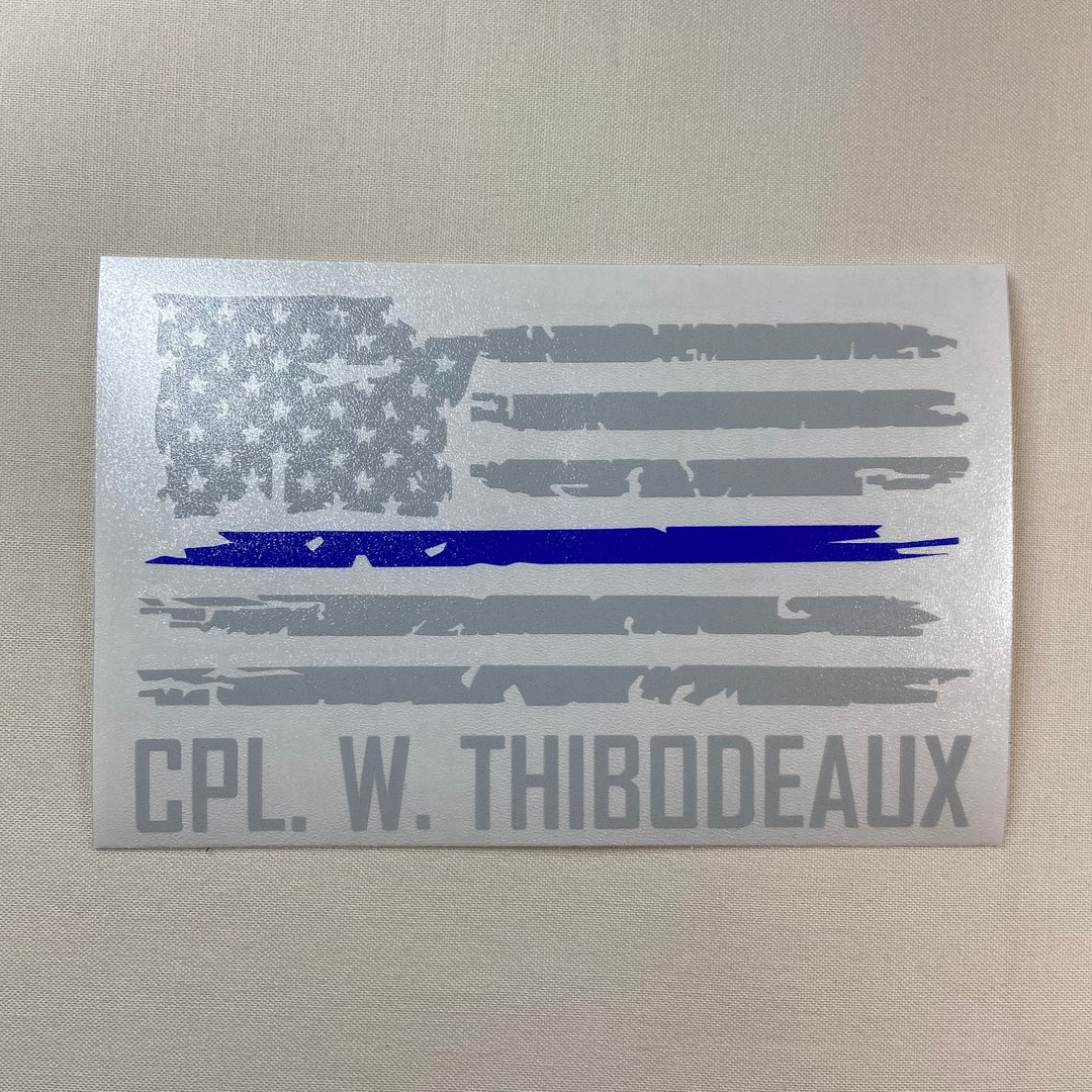 Police Thin Blue Line Distressed Tattered USA American Flag Vinyl Decal ...