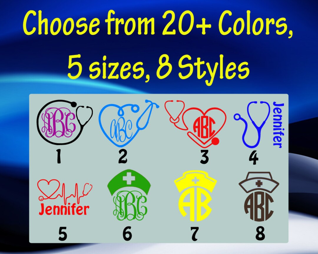 Nurse Rn Doctor Stethoscope Monogram Initials Vinyl Decal Sticker - Etsy
