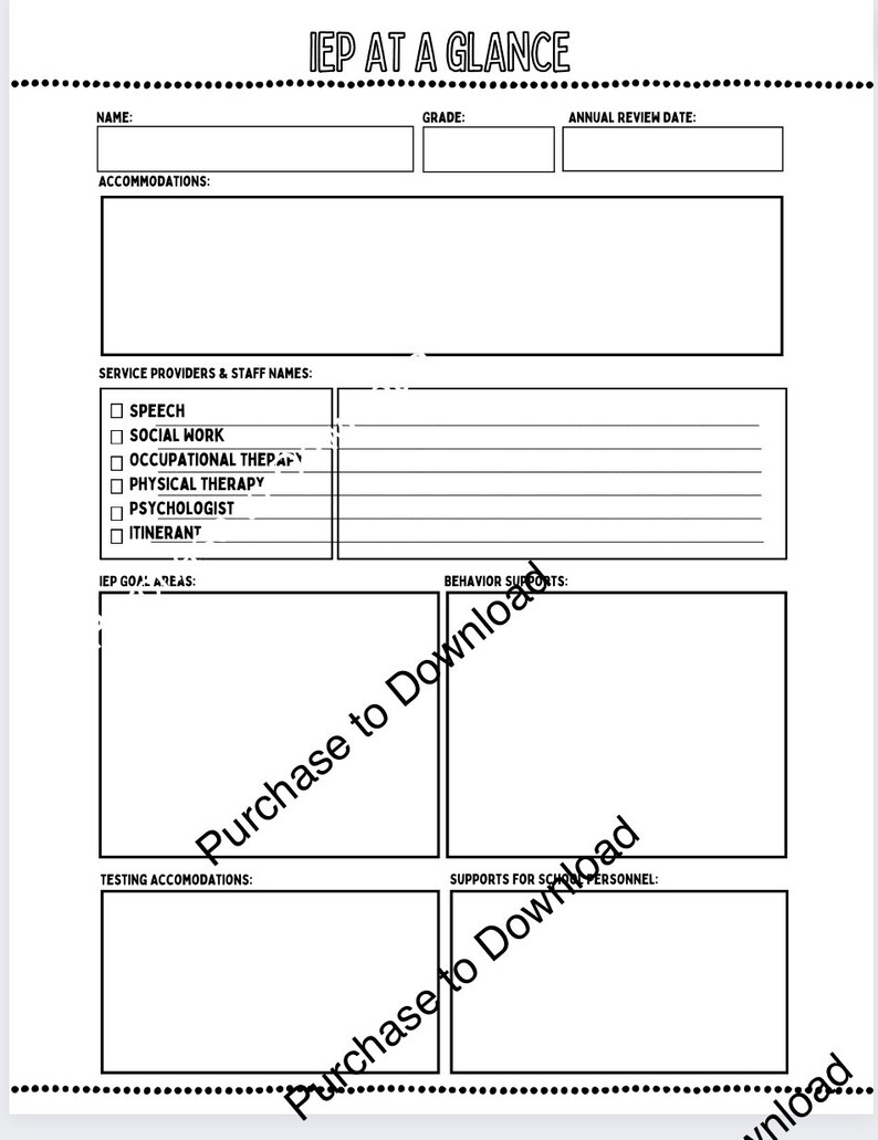 IEP at a Glance - Etsy
