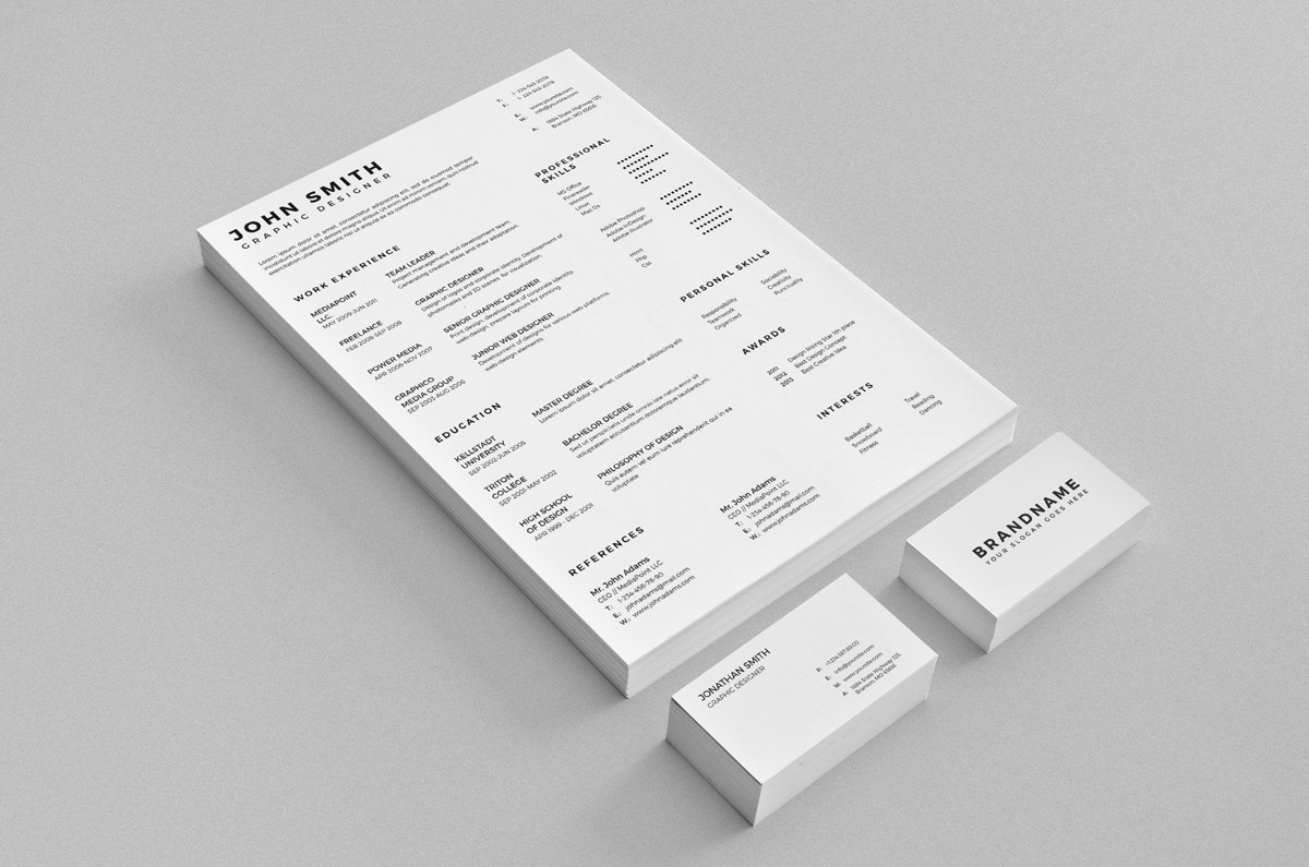 Simple Resume Cv With Business Card Design Template AI EPS - Etsy