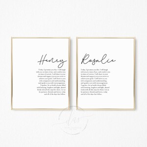 Wedding Vows Prints, Printable Sign Set, Name Vows Decor Prints ...