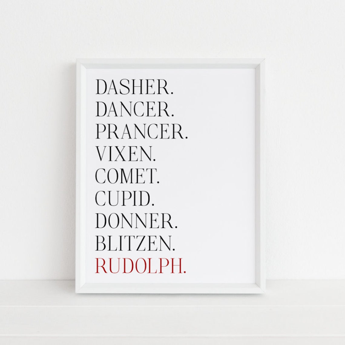 Reindeer Names Printable, Rudolph Print, Minimalist Holiday Sign ...