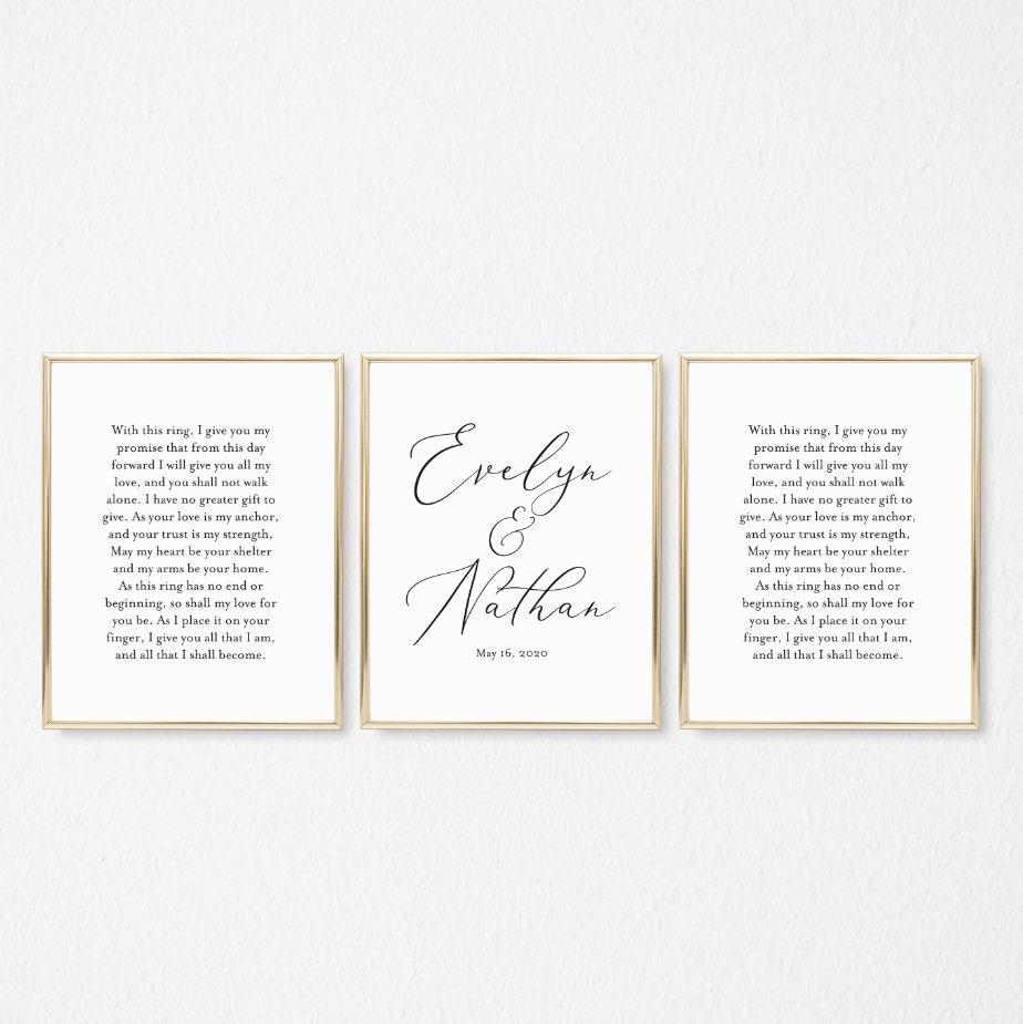 Custom Wedding Vows Printable Sign Set, Anniversary Decor Prints ...