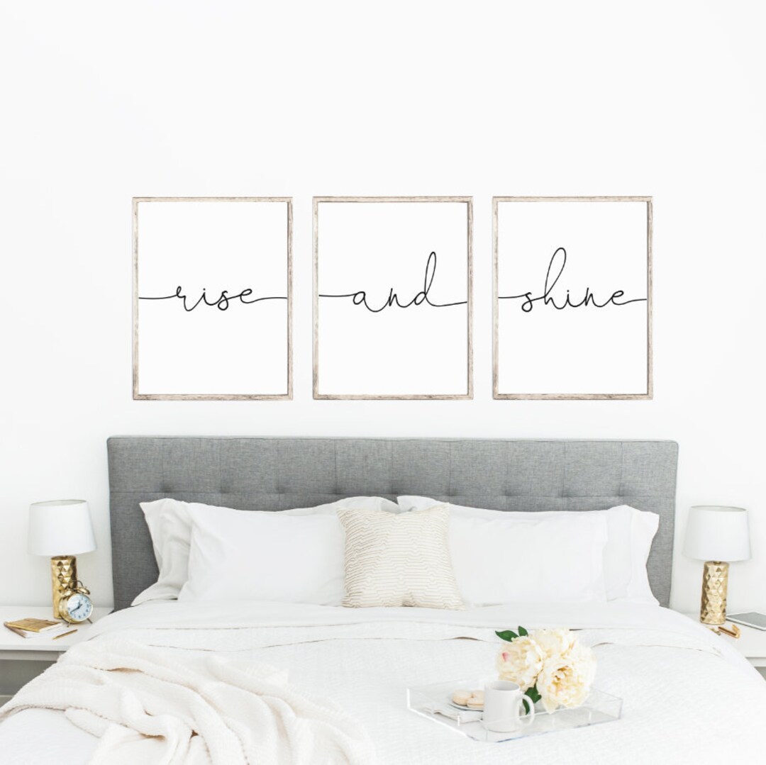 Rise and Shine Printable Sign Set, Bedroom Prints, Over Bed Signs ...