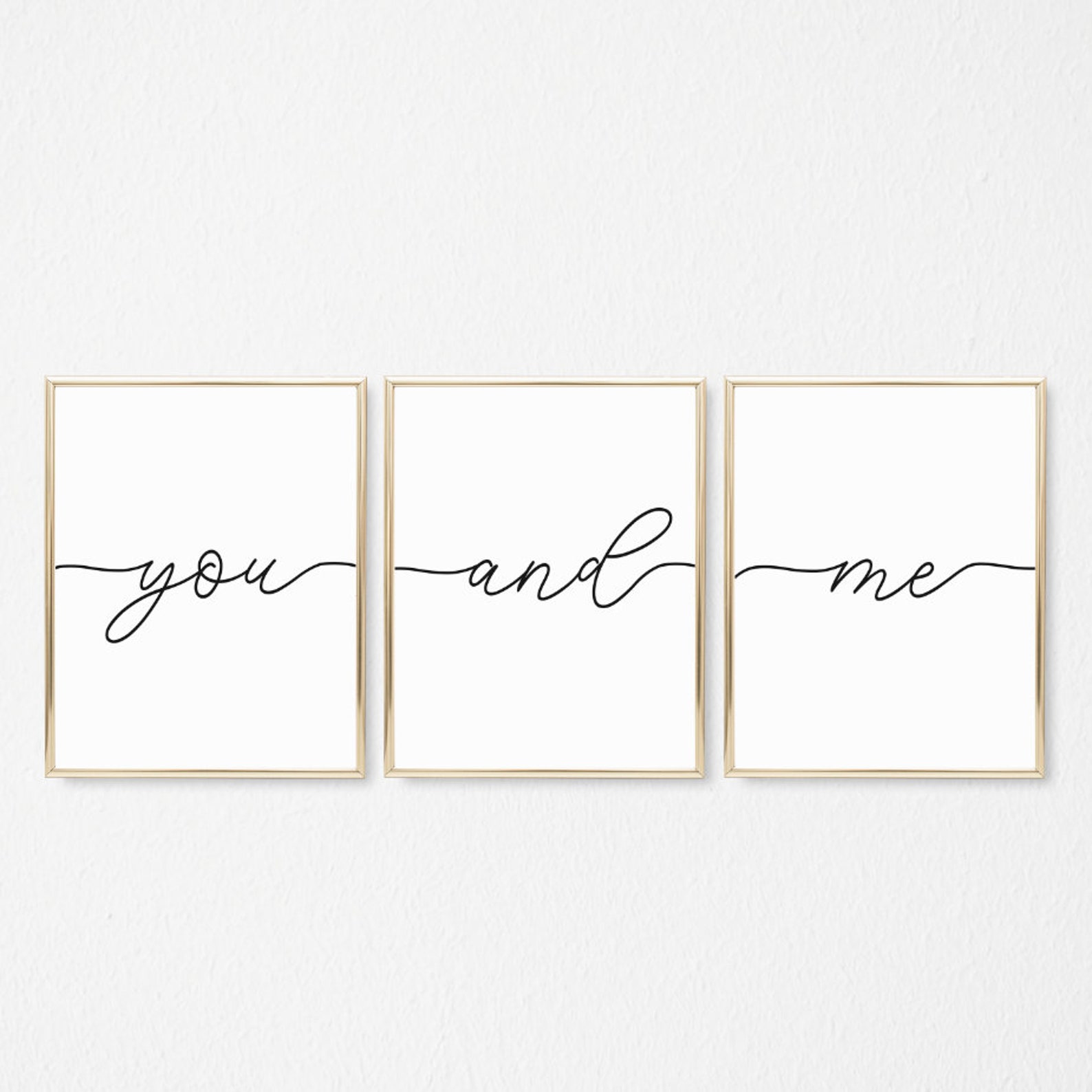 You and Me Calligraphy Print Set, Bedroom Living Room Wall Art (digital ...