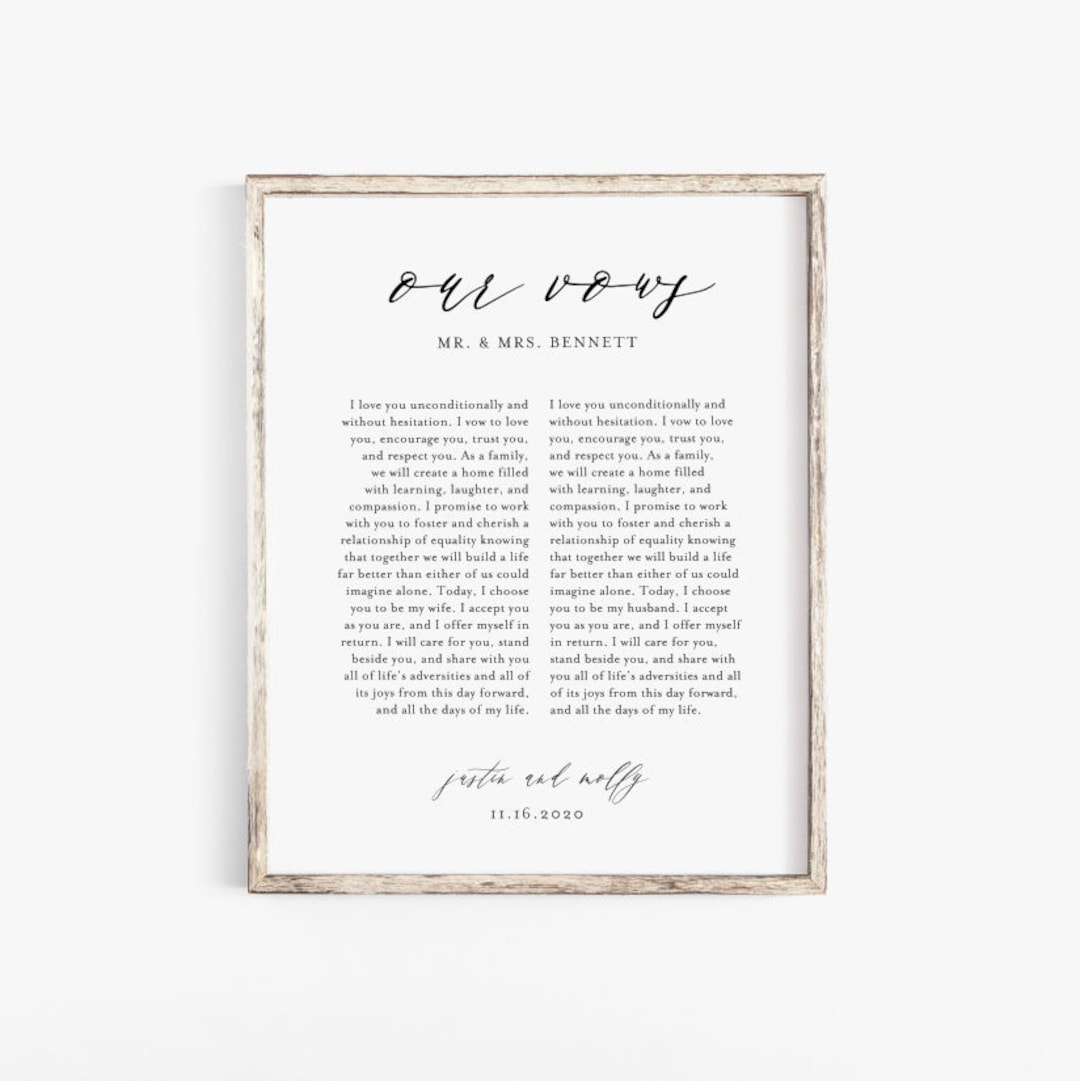 Our Vows Printable Sign Set, Wedding Vows Decor Prints, Bedroom Wall ...