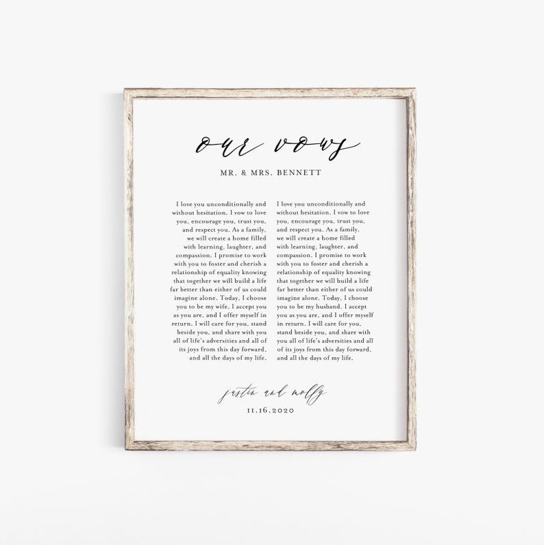 Our Vows Printable Sign Set, Wedding Vows Decor Prints, Bedroom Wall ...