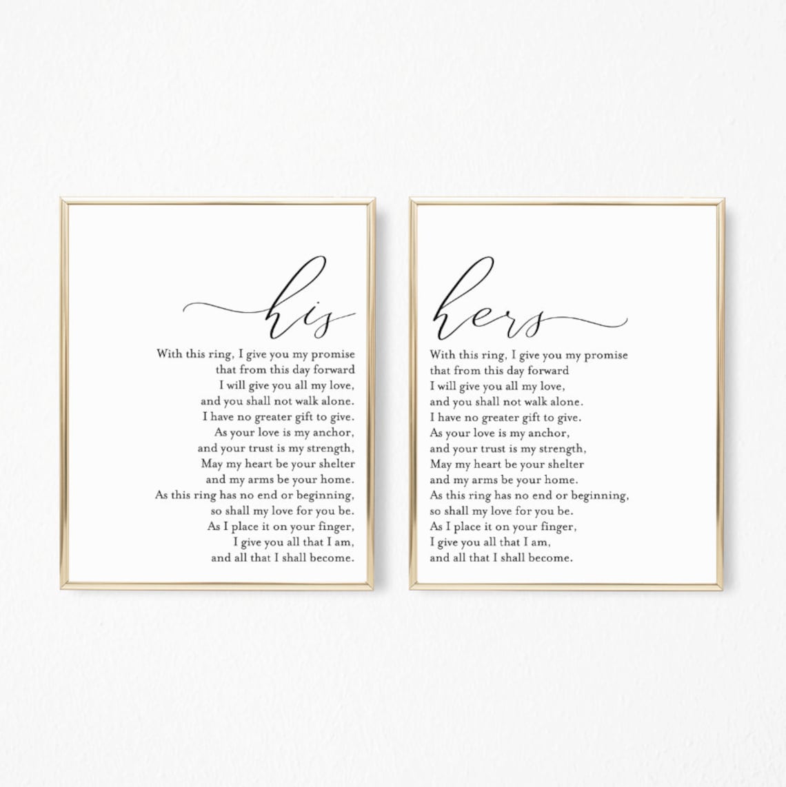 His and Hers Wedding Vows Printable Wedding Vows Prints - Etsy