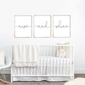 Rise and Shine Printable Sign Set, Bedroom Prints, Over Bed Signs ...