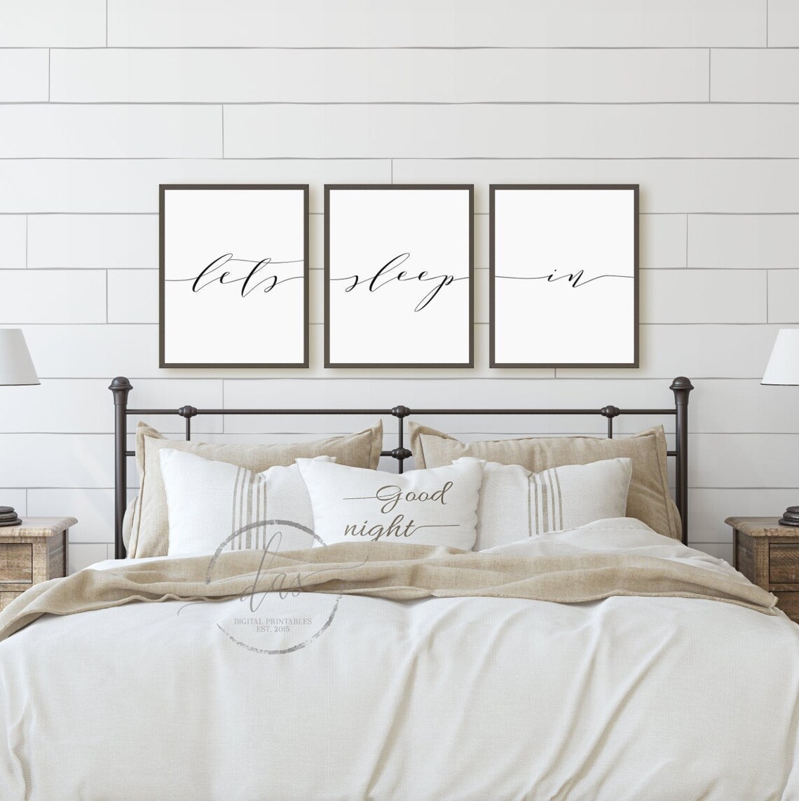 Let's Sleep in Calligraphy Print Set, Bedroom Wall Art (digital ...