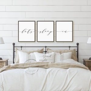 Let's Sleep in Printable Sign Set, Bedroom Prints, Living Room Decor ...